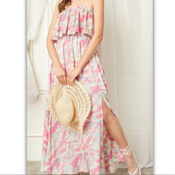 entro | Dresses | Entro Strapless Tube Multicolor Tube Maxi Dress S ...